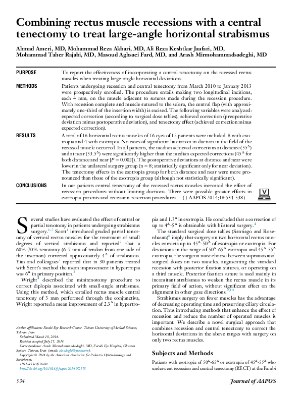 (PDF) Combining rectus muscle recessions with a central tenectomy to ...