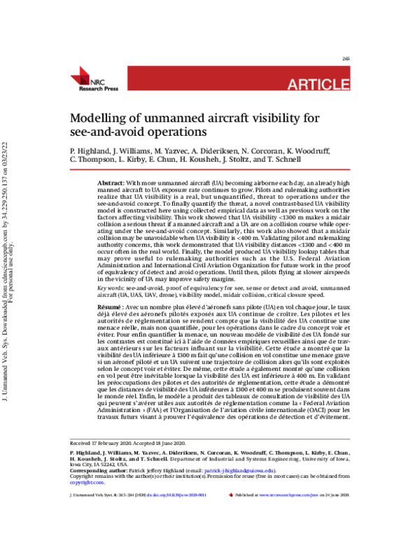 (PDF) Modelling of unmanned aircraft visibility for see-and-avoid ...