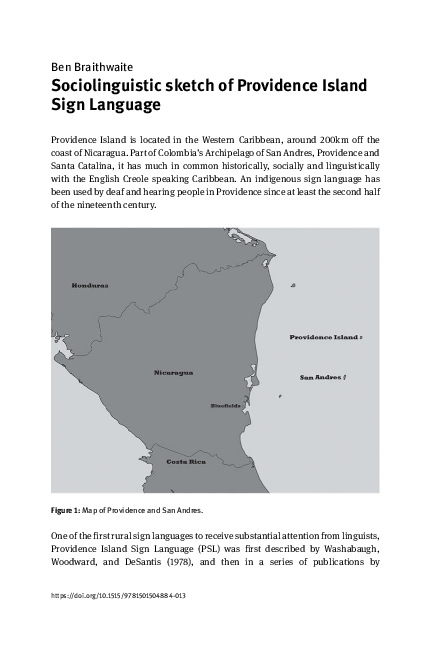 (PDF) Sociolinguistic sketch of Providence Island Sign Language