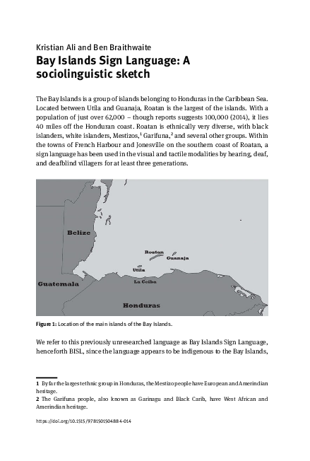 (PDF) Bay Islands Sign Language: A sociolinguistic sketch