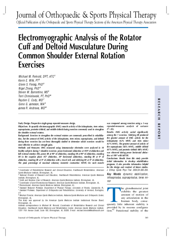 (PDF) Electromyographic Analysis of the Rotator Cuff and Deltoid ...