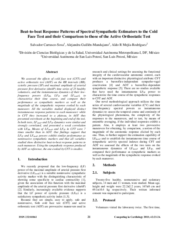 (PDF) Beat-to-beat response patterns of spectral sympathetic estimators ...