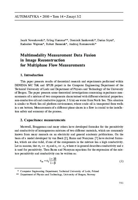 (PDF) Multimodality measurement data fusion in image reconstruction for multiphase flow measurements