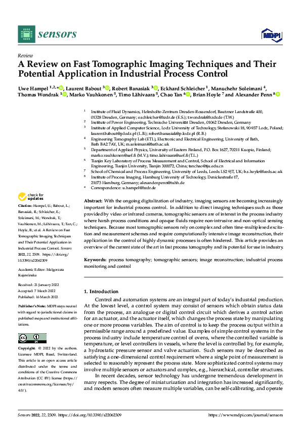 (PDF) A Review on Fast Tomographic Imaging Techniques and Their Potential Application in ...