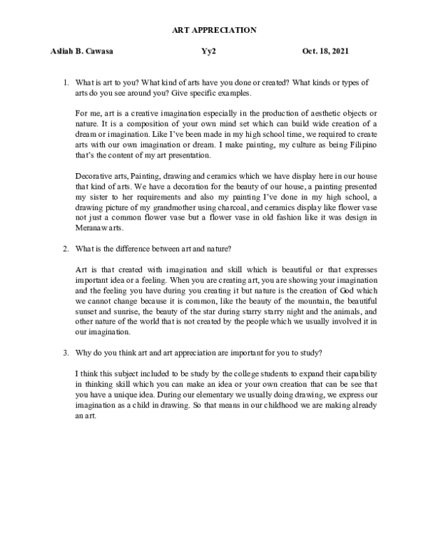 (DOC) ART APPRECIATION assignment