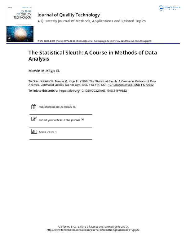 (PDF) The Statistical Sleuth: A Course in Methods of Data Analysis