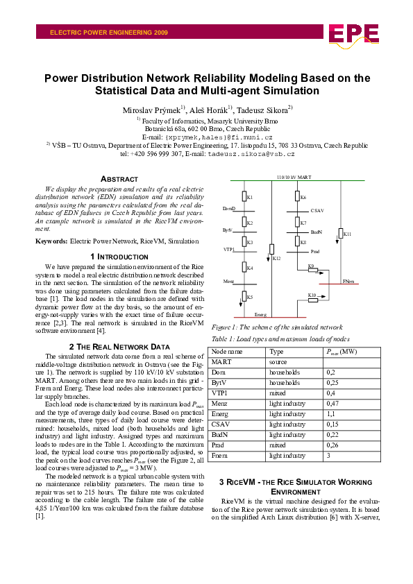 Pdf Power Distribution Network Reliability Modeling Based On The