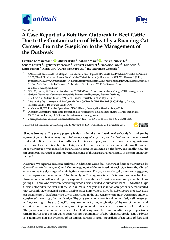 (PDF) A Case Report of a Botulism Outbreak in Beef Cattle Due to the ...