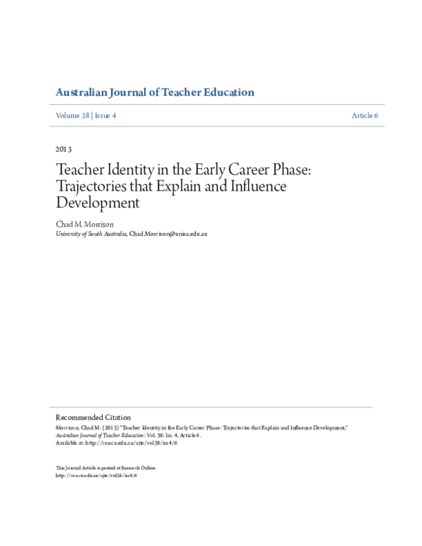 (PDF) Teacher Identity in the Early Career Phase: Trajectories that ...