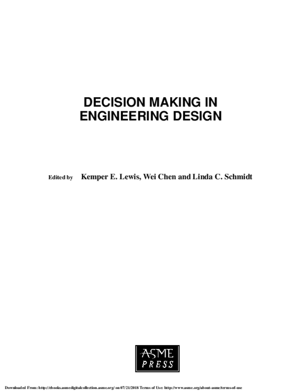 (PDF) Decision Making in Engineering Design