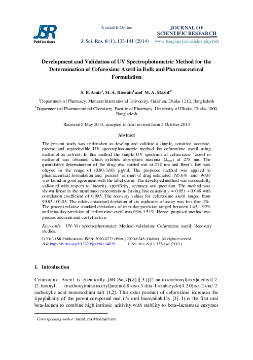 (PDF) Development and Validation of Uv Spectrophotometric Method for Estimation of Darunavir ...