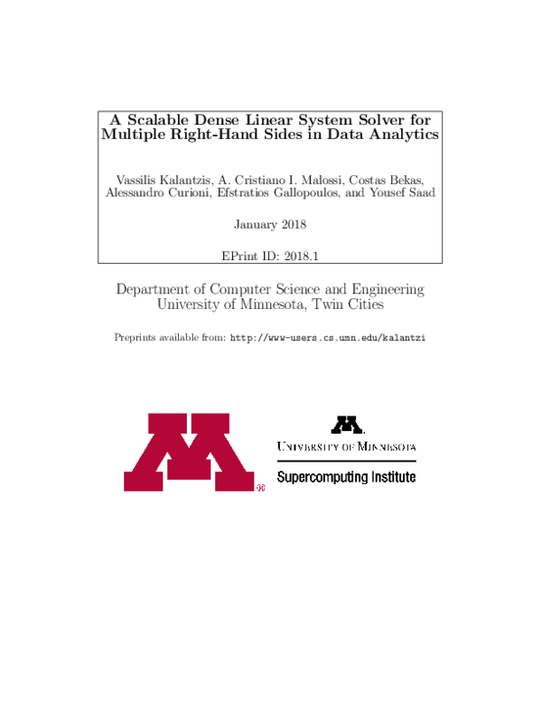 Pdf A Scalable Iterative Dense Linear System Solver For Multiple Right Hand Sides In Data