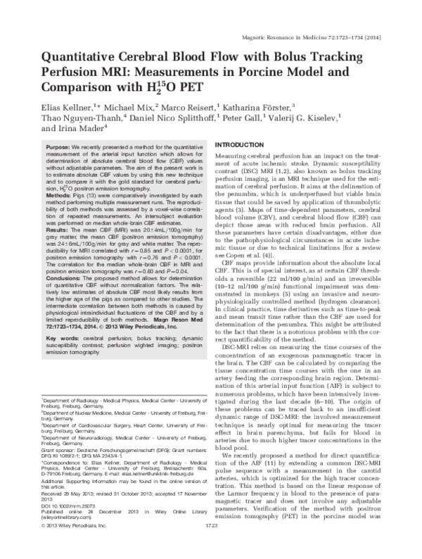 (PDF) Quantitative cerebral blood flow with bolus tracking perfusion ...