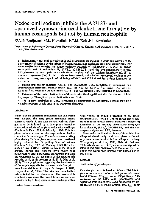 (PDF) Nedocromil sodium inhibits the A23187- and opsonized zymosan ...