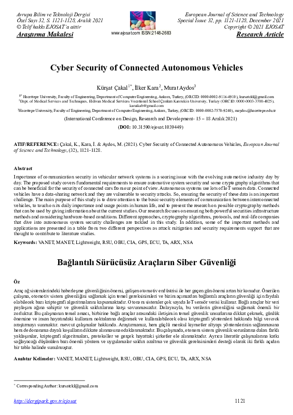 (PDF) Cyber Security of Connected Autonomous Vehicles