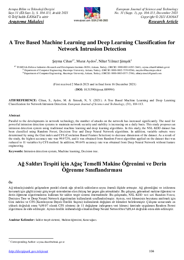 Pdf A Tree Based Machine Learning And Deep Learning Classification For Network Intrusion Detection