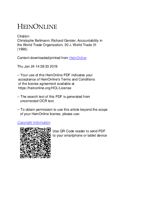 (PDF) Accountability in the World Trade Organization | Richard Gerster ...