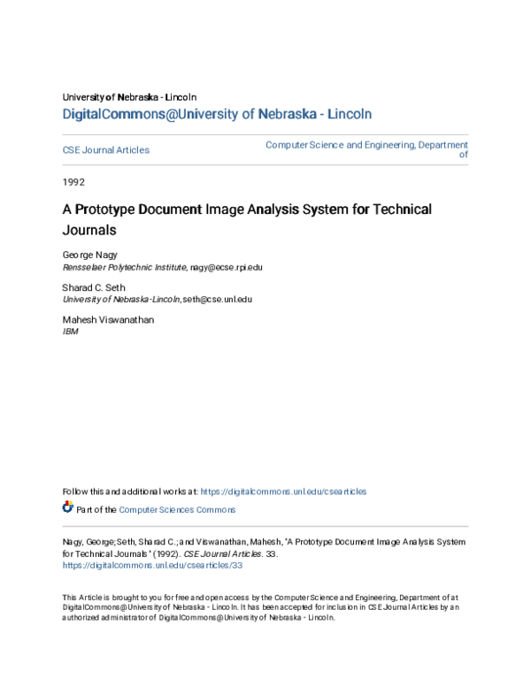 (PDF) A prototype document image analysis system for technical journals