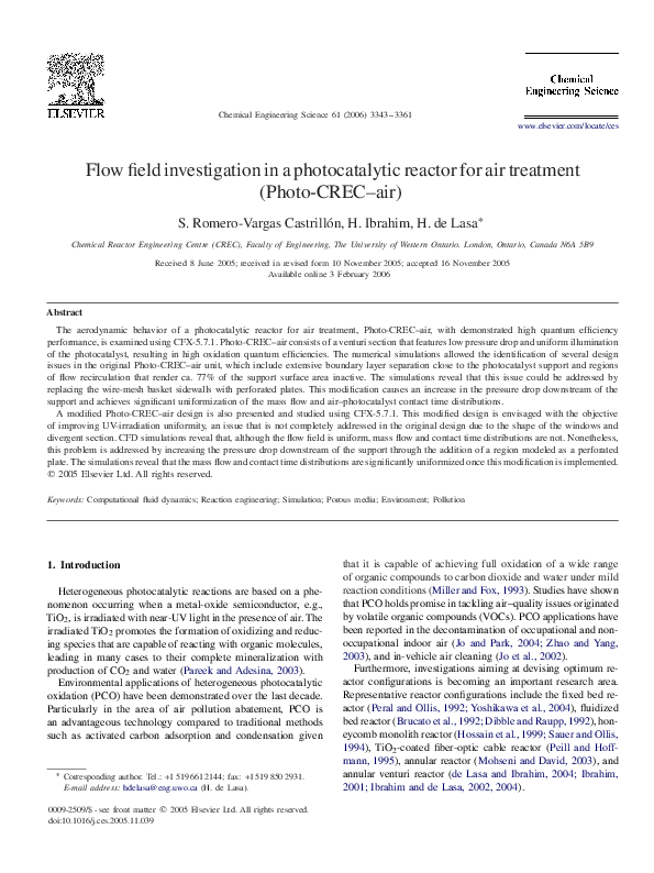 (PDF) Flow field investigation in a photocatalytic reactor for air ...