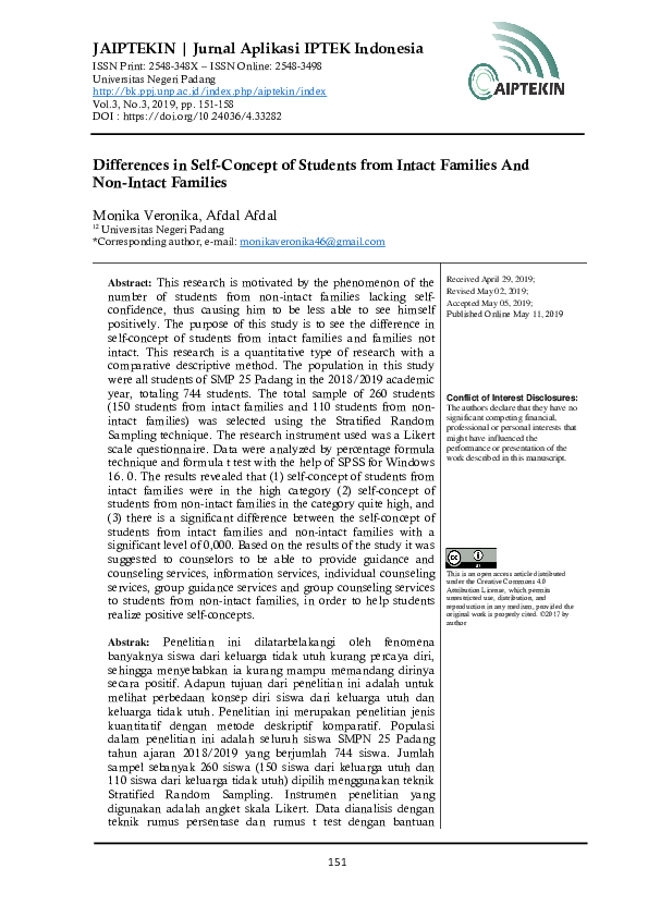 (PDF) Differences in Self-Concept of Students from Intact Families And ...