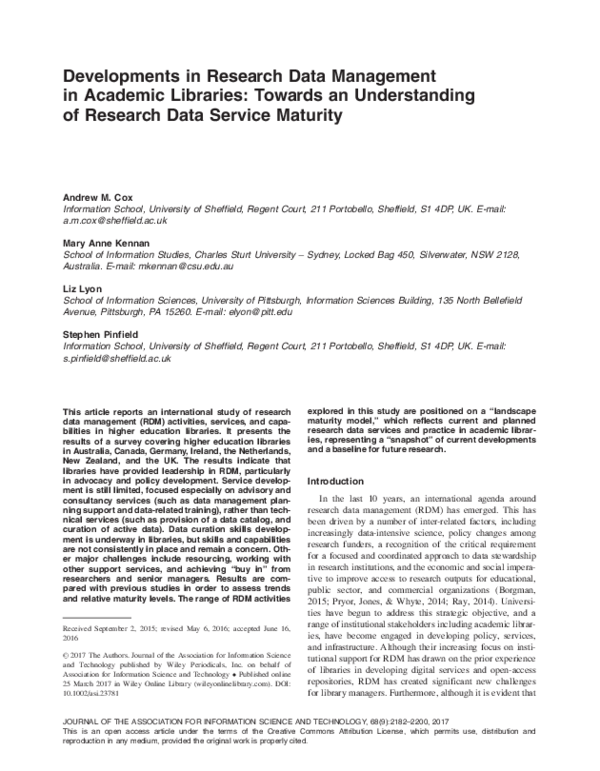 (PDF) Developments in research data management in academic libraries ...