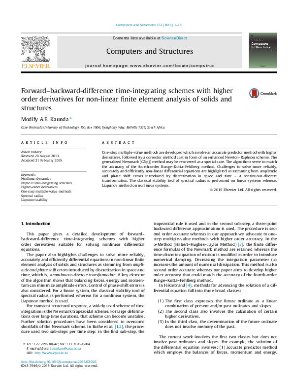 Pdf Forward Backward Difference Time Integrating Schemes With Higher Order Derivatives For Non