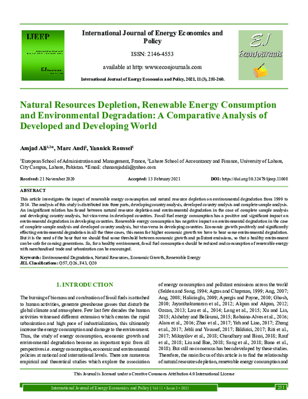 (PDF) Natural Resources Depletion, Renewable Energy Consumption and Environmental Degradation: A ...