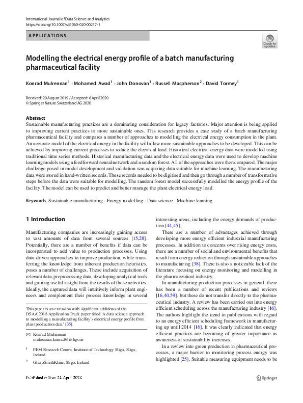 (PDF) Modelling the electrical energy profile of a batch manufacturing ...
