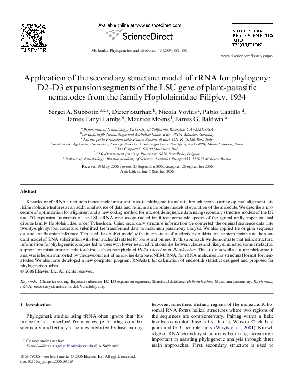 (PDF) Application of the secondary structure model of rRNA for ...