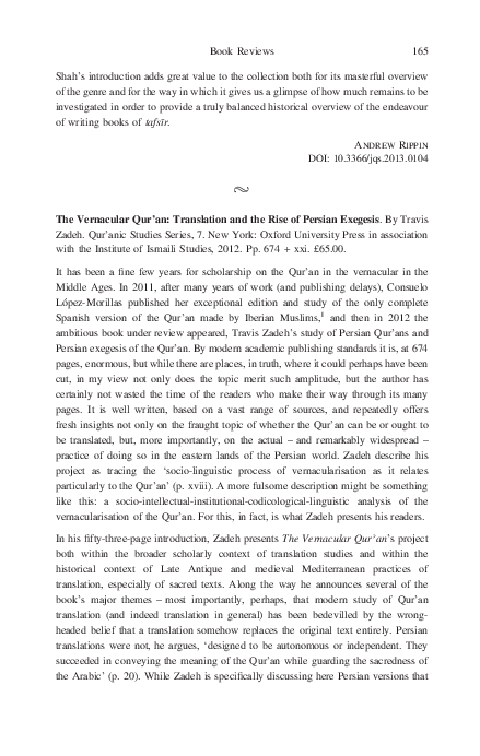 (PDF) The Vernacular Qur'an: Translation and the Rise of Persian ...