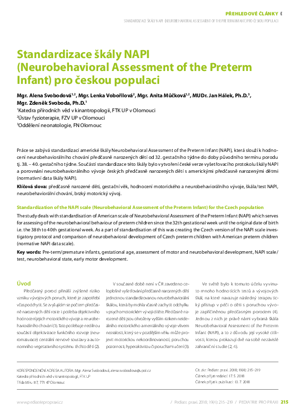 (PDF) Standardization of the NAPI scale (Neurobehavioral Assessment of ...