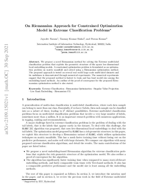Pdf On Riemannian Approach For Constrained Optimization Model In