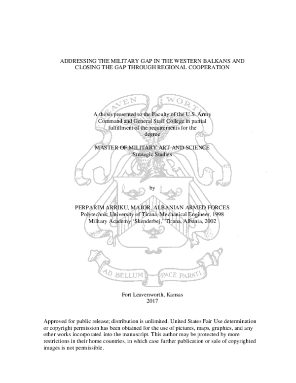 (PDF) Addressing the military gap in the western Balkans and closing ...