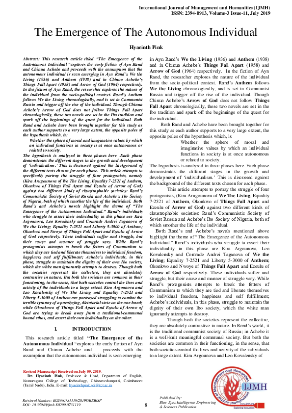 (PDF) The Emergence of The Autonomous Individual