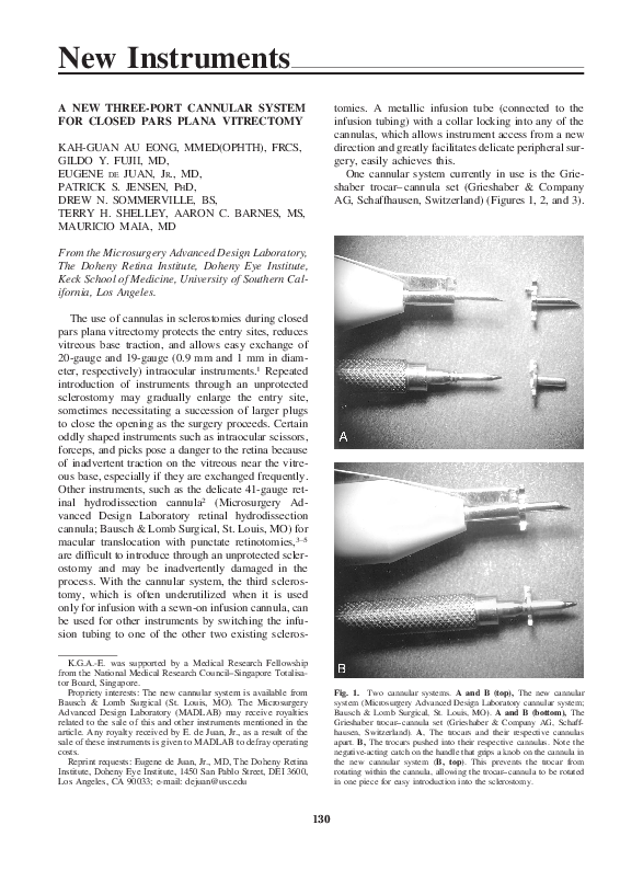 (PDF) A New Three-Port Cannular System for Closed Pars Plana Vitrectomy ...