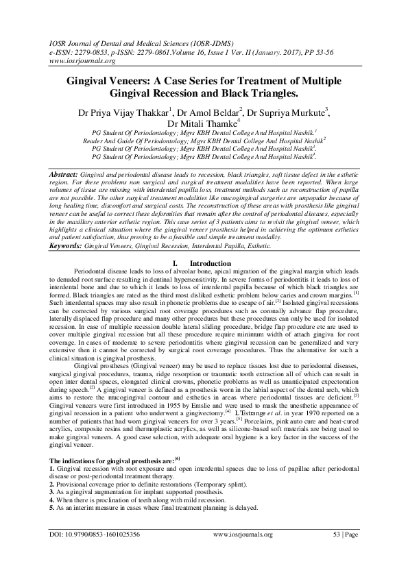 (PDF) Gingival Veneers: A Case Series for Treatment of Multiple ...