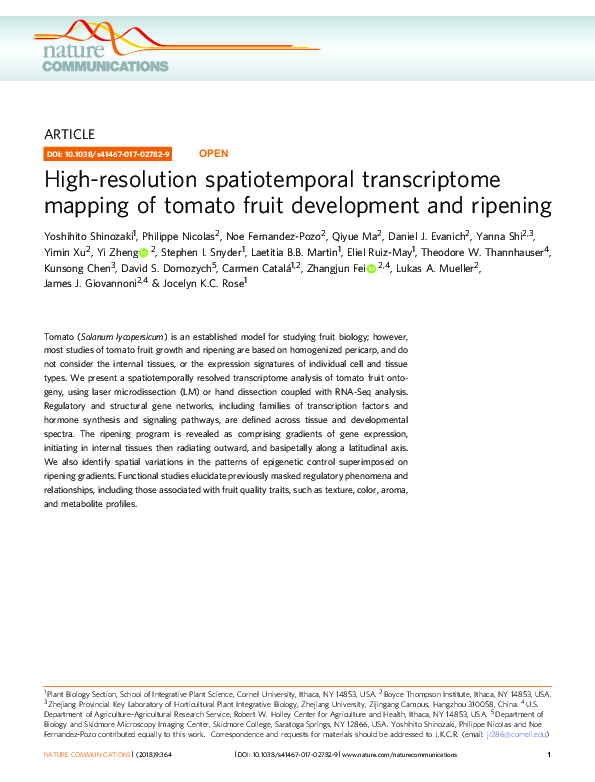 Pdf High Resolution Spatiotemporal Transcriptome Mapping Of Tomato