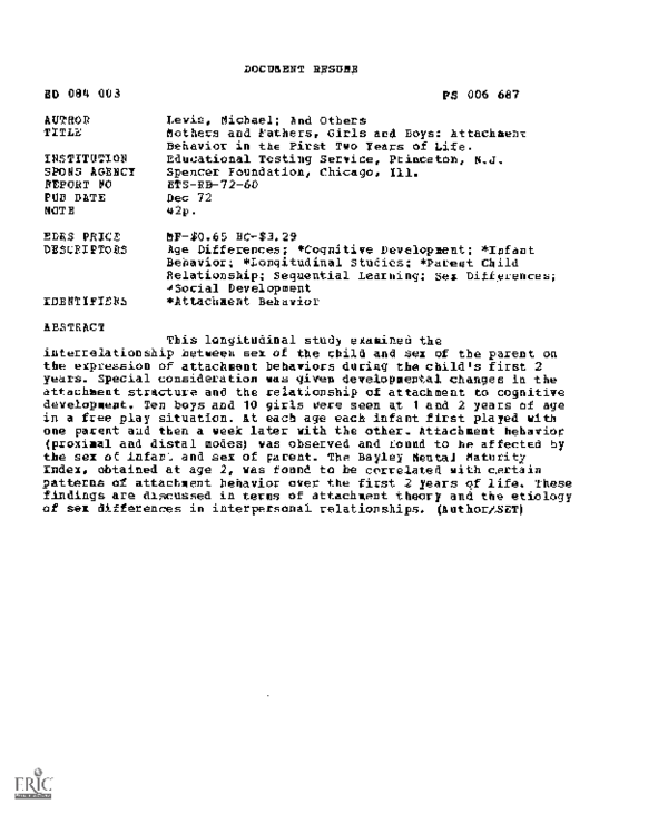 (PDF) Social Development IDENTIFIERS *Attachment Behavior