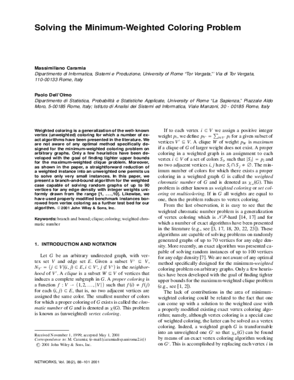 (PDF) Solving the minimum-weighted coloring problem