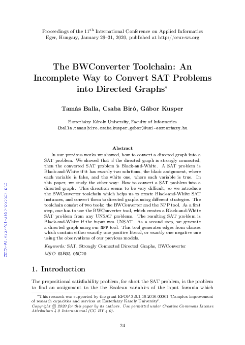 (PDF) The BWConverter Toolchain: An Incomplete Way to Convert SAT ...