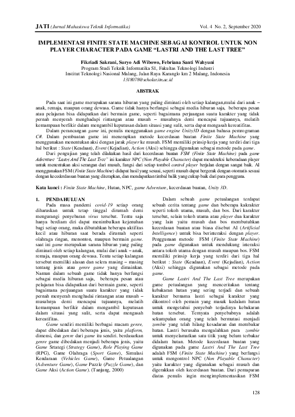 (PDF) Implementasi Finite State Machine Sebagai Kontrol Untuk Non Player Character Pada Game ...