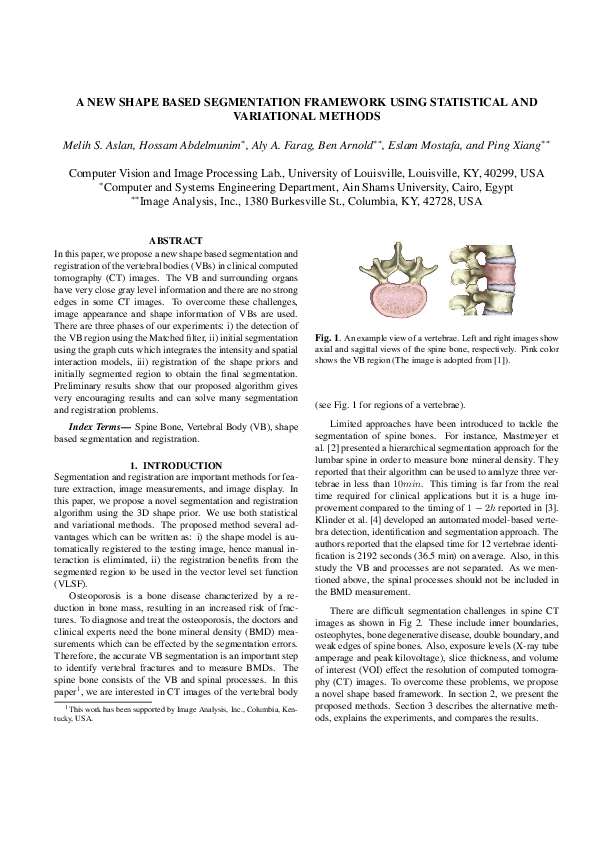 (PDF) A new shape based segmentation framework using statistical and variational methods | Ben ...
