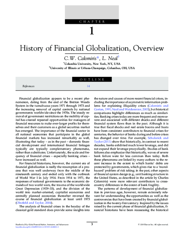 (PDF) History of Financial Globalization, Overview