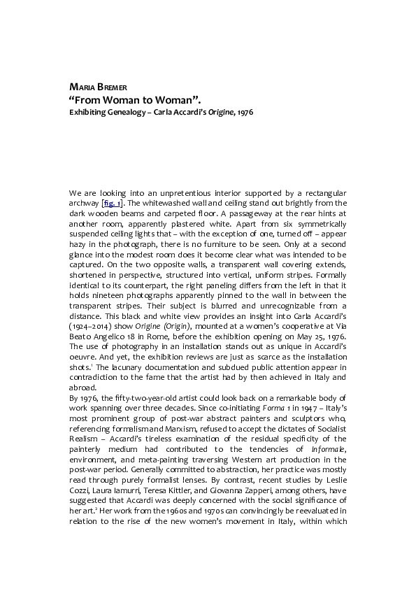 (PDF) From Woman to Woman. Exhibiting Genealogy – Carla Accardi’s ...
