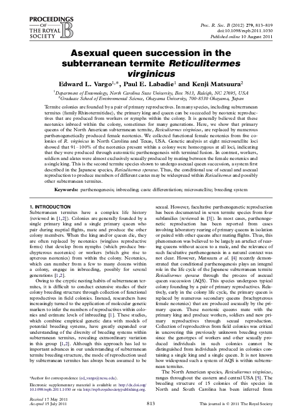 (PDF) Asexual queen succession in the subterranean termite ...
