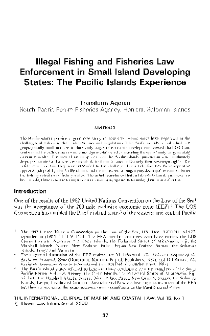 (PDF) Illegal I Fishing and Fisheries Law Enforcement in Small Island ...