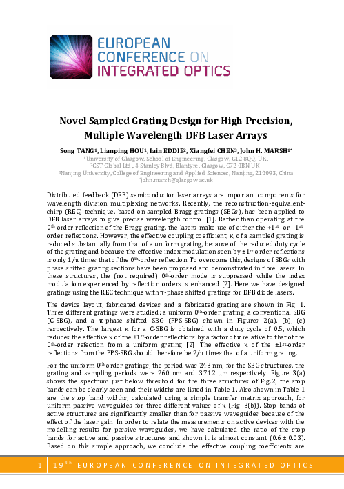 (PDF) Novel Sampled Grating Design for High Precision, Multiple ...