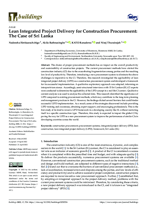(PDF) Lean Integrated Project Delivery for Construction Procurement ...