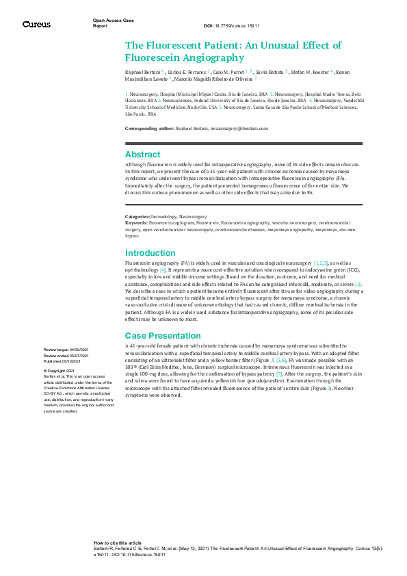 (PDF) The Fluorescent Patient: An Unusual Effect of Fluorescein Angiography