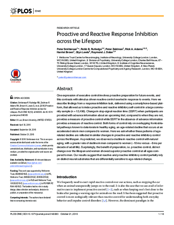 (PDF) Proactive and Reactive Response Inhibition across the Lifespan